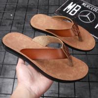 China Wholesale 2022 new design summer beach sandals men cork sole solid color flip flop Men slippers in stock for sale