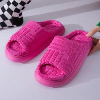 China New design Soft and Comfortable plush Open Toe Home indoor Shoes For Ladies Winter Slides Slippers Women wholesale for sale