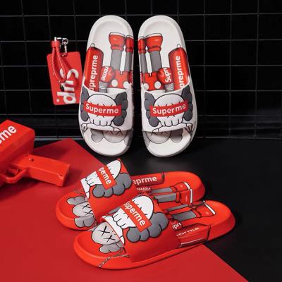 China New Thick sole non-slip Couple Wholesale Custom Indoor Home sandals Lady Men Sesame street cartoon Slides Slippers for sale