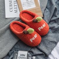 China Winter Women plush Slippers Cute Fruit Warm Slippers Woman Indoor Home Flat Slides fruit winter sandals for sale