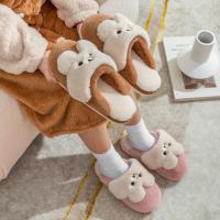 China Wholesale fashion women slippers soft plush cartoon cute bear vamp breathable home indoor shoes winter for sale