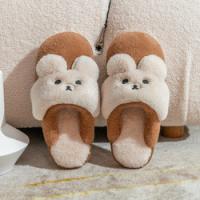 China Wholesale fashion women slippers soft plush cartoon cute bear vamp breathable home indoor shoes winter for sale