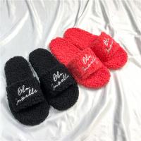 China Custom logo outdoor soft plush slippers for women and ladies hot sale wholesale non-slip home indoor custom shoes for sale