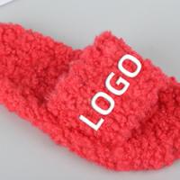 China Custom logo outdoor soft plush slippers for women and ladies hot sale wholesale non-slip home indoor custom shoes for sale