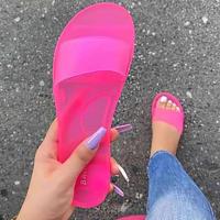 China Jelly Sandals Custom 2022 Women Bath casual shoes Summer fashion ladies transparent Flat Slippers in stock for sale