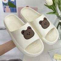 China New design slippers ladies summer home indoor soft bottom non-slip bathroom couple cute Little bear sandals for sale
