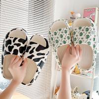 China 2022 new couple non-slip cute Printed pattern fashion casual shoes women summer home thick bottom sandals and slippers for sale