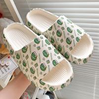 China 2022 new couple non-slip cute Printed pattern fashion casual shoes women summer home thick bottom sandals and slippers for sale