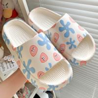 China 2022 new couple non-slip cute Printed pattern fashion casual shoes women summer home thick bottom sandals and slippers for sale