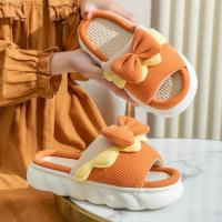 China Spring linen slippers women non-slip indoor home sweat-absorbing thick bottom cheap bedroom shoes custom slippers with logo for sale