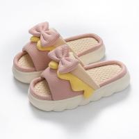 China Spring linen slippers women non-slip indoor home sweat-absorbing thick bottom cheap bedroom shoes custom slippers with logo for sale