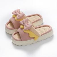 China Spring linen slippers women non-slip indoor home sweat-absorbing thick bottom cheap bedroom shoes custom slippers with logo for sale