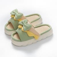 China Spring linen slippers women non-slip indoor home sweat-absorbing thick bottom cheap bedroom shoes custom slippers with logo for sale
