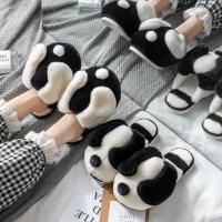 China Women's Fluffy Slippers Ladies Home Shoes Cute Plush Dog Animal Fur Slippers ladies Casual Flat house Indoor Slippers for sale