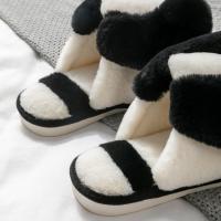 China Women's Fluffy Slippers Ladies Home Shoes Cute Plush Dog Animal Fur Slippers ladies Casual Flat house Indoor Slippers for sale