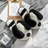 China Women's Fluffy Slippers Ladies Home Shoes Cute Plush Dog Animal Fur Slippers ladies Casual Flat house Indoor Slippers for sale
