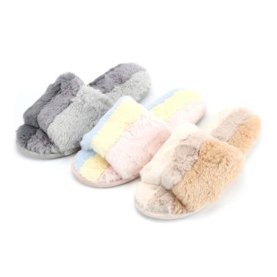 China Winter Comfort faux fur Bedroom Fluffy Slide Warm House indoor Slippers for Women Open Toe for sale