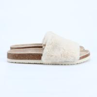 China cute faux fur Upper soft wood  Sole Women Slide Sandals Soft plush Slippers for sale