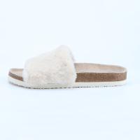 China cute faux fur Upper soft wood  Sole Women Slide Sandals Soft plush Slippers for sale