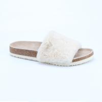 China cute faux fur Upper soft wood  Sole Women Slide Sandals Soft plush Slippers for sale