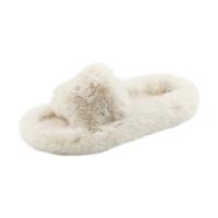China Winter Women fluffy Fur Slippers  Fuzzy outdoor indoor Slippers Open Toe shoes for sale