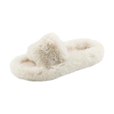 China Winter Women fluffy Fur Slippers  Fuzzy outdoor indoor Slippers Open Toe shoes for sale
