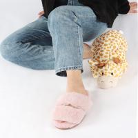China Custom Women Soft Fuzzy Open Toe House Shoes Imitation wool Warm Comfy Slip-on Breathable Slippers luxury fur slippers for sale