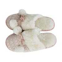 China Women Winter Cute Slippers for Ladies Soft bowknot Home indoor Faux Fur Warm Slippers for sale