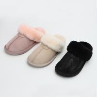 China Fluffy Rabbit hair Home Slippers Women Comfort Furry Flat Female solid color Slippers ladies bedroom house shoes for sale