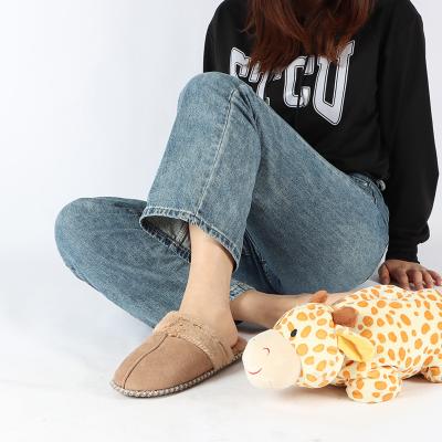 China winter Warm Plush House Indoor Outdoor slippers Memory Foam Fluffy Rabbit hair Women's Slippers With TPR Sole for sale