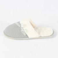 China Women cozy memory foam slippers fashion bowknot Iron silver velvet house slipper for indoor or outdoor with anti slip flat sole for sale