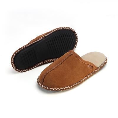 China wholesale Men Genuine Sheepskin Wool Fur Home Shoes High Quality Indoor Soft Winter Warm Slippers in stock luxury fur slippers for sale