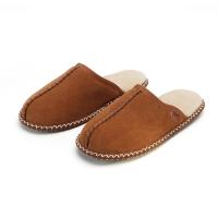 China wholesale Men Genuine Sheepskin Wool Fur Home Shoes High Quality Indoor Soft Winter Warm Slippers in stock luxury fur slippers for sale
