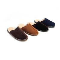 China wholesale Men Genuine Sheepskin Wool Fur Home Shoes High Quality Indoor Soft Winter Warm Slippers in stock luxury fur slippers for sale