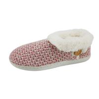 China Women winter knitted home boots slippers house indoor  shoes  plush lining TPR sole for sale