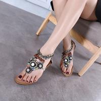 China Summer new fashion ethnic style flat sandals hot selling Bohemian comfortable light slippers hollow women shoes for sale