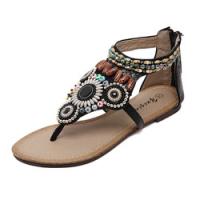 China Summer new fashion ethnic style flat sandals hot selling Bohemian comfortable light slippers hollow women shoes for sale