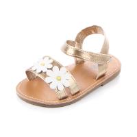 China Wholesale summer new PU small flower sandals non-slip baby shoes flat slippers for kids with high quality for sale