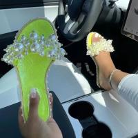 China 2022 Summer Fashion Open Toe Women's Sandals Plus Size Flat Slippers Pearl Slides non-slip shoes for ladies for sale