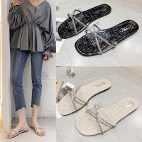 China High quality summer Sandals women Luxury Custom Comfortable sparkling rhinestone decoration Ladies Beautiful Wedge Slippers for sale