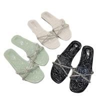China High quality summer Sandals women Luxury Custom Comfortable sparkling rhinestone decoration Ladies Beautiful Wedge Slippers for sale