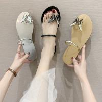 China New Fashion Customized colorful Bowknot Women Sandals Flat Slippers Butterfly Design Lady Flip Flops Beach Shoes for sale