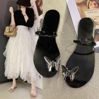 China New Fashion Customized colorful Bowknot Women Sandals Flat Slippers Butterfly Design Lady Flip Flops Beach Shoes for sale
