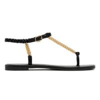 China Factory supply casual shoes for women hot sale chain decorate flat flip flops low heel custom solid color sandals for sale