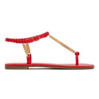 China Factory supply casual shoes for women hot sale chain decorate flat flip flops low heel custom solid color sandals for sale