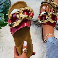 China 2022 Fashion Style gold chain lightweight slides new soft rubber sole slippers women flat sandals custom shoes for sale