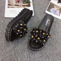 China Fashion Ladies flowers Sequins women sandals beaded girls thick bottom slides slippers in new trend wholesale for sale