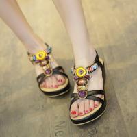 China Platform Wedges Ladies Sandals Women  Fashion Design Vintage Beaded Ladies Sandals for sale
