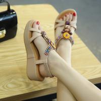 China Platform Wedges Ladies Sandals Women  Fashion Design Vintage Beaded Ladies Sandals for sale