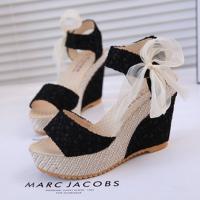 China New Fashion Sexy Thick bottom female Large Size Casual Shoes Women's Sandals bowknot frenulum Heeled Slippers for sale